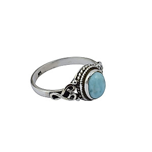 Larimar Stone Ring 925 Sterling Silver Statement Ring For Women Handmade Rings Gemstone Christmas Promise Ring Size US 11 Gift For Her