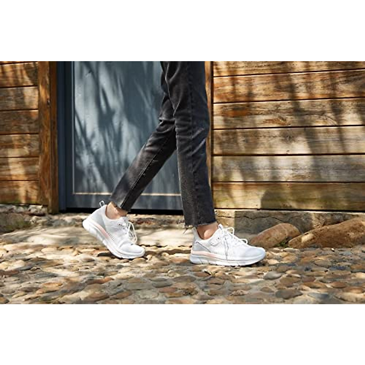 XPACS Womens Comfortable Arch Support Walking Sneakers, Breathable Lace Up Running Shoes for Women, Casual Non-Slip Sneakers for Outdoor Activities Ocassion Pink White Size 10