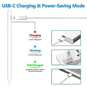 Stylus Pen for iPad, Apple Pencil for iPad 10th/9th Generation, iPad Pro 11 & 12.9 inch, iPad Pencil Compatible with (2018-2022) Apple iPad Air 5th/4th/3rd Gen, Mini 6th/5th Gen, iPad 8th/7th/6th Gen