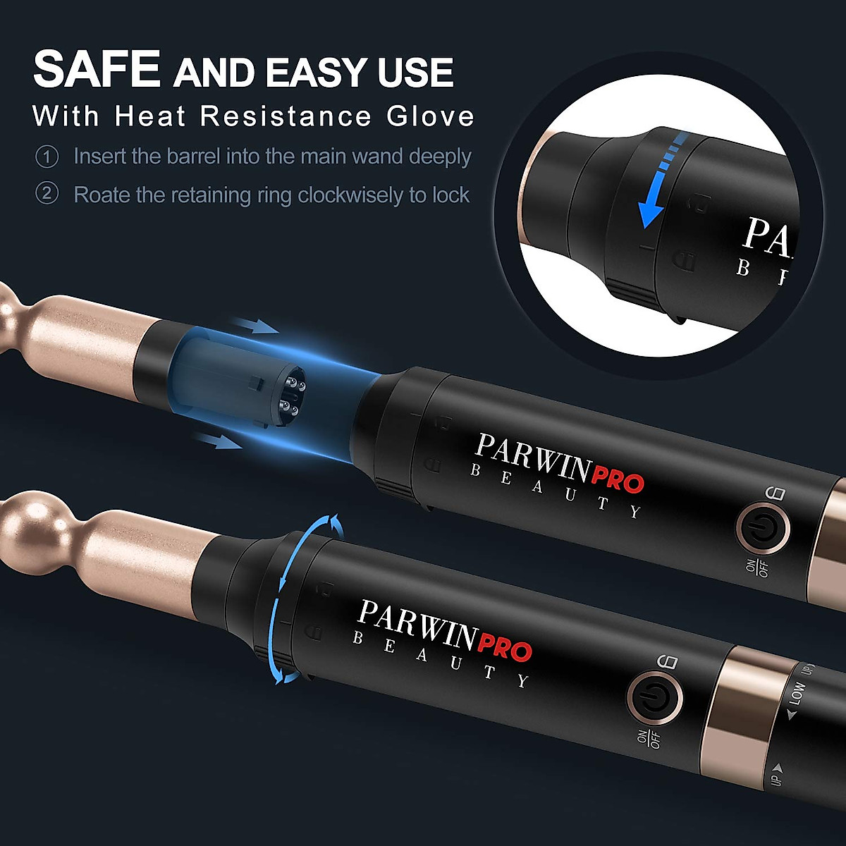 Infrared 8 in 1 Curling Iron Set with 8 Ceramic Barrels Interchangeable, Hair Curler Wand for Long Hair, Professional Curling Wand Set with LED Temperature Control, Glove and 2 Hair Clips