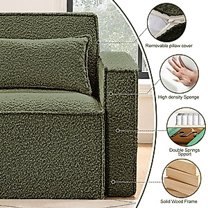 ELUCHANG 93" Modular Sectional Sofa Couch,4 Seat Sofa Convertible Modern Boucle L-Shaped Sofa with Reversible Chaise,High Supportive & Soft Sponges Comfy Sectional Sleeper Sofa for Living Room, Green