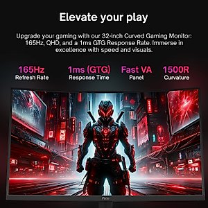Pixio PXC327 Advanced 32 inch 165Hz Refresh Rate WQHD 1440p Resolution 1500R Curve Fast VA Panel 1ms GTG Response Time Adaptive Sync HDR Curved Gaming Monitor