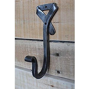 GoCraft Handmade Wrought Iron Coat Hook | Hook for Coats, Towels, Scarves | Forged Metal Decorative Colonial Wall Decor