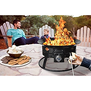 Flame King Smokeless Propane Fire Pit, 19-inch Portable Firebowl, 58K BTU with Self Igniter, Cover, & Carry Straps for RV, Camping, & Outdoor Living