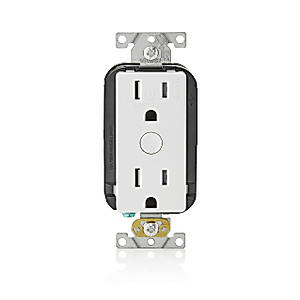 Leviton DW15R-1BW Decora Smart Wi-Fi Tamper Resistant Outlet, No Hub Required, Works with Alexa and Google Assistant, 1-Pack, White