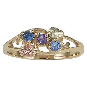 10K gold Black Hills Mothers Birthstone Ring Customizable with 1,2,3,4,5 or 6 Genuine 2.5MM Birthstones