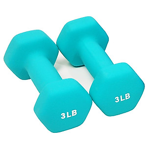 Fitvids Colored Vinyl or Neoprene Coated Dumbbell Set with Stand, 32-Pound Set with Stand, 3LB, 5LB, 8LB Pairs, Cast Iron