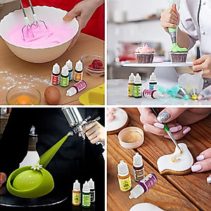 DaCool Food Coloring Cake Decorating - Edible Food Color Dye Set 10 Colors Concentrated Liquid Flavorless Neon Icing Colors for Cake Decorating, Baking, Cooking, Fondant,10ml Bottles(0.35 fl.oz.)