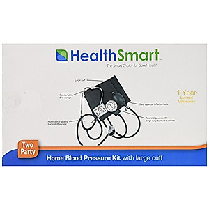 MABIS Professional Aneroid Sphygmomanometer Blood Pressure Gauge, Stethoscope and Blood Pressure Cuff, With Carrying Case, Adult Large Cuff, Black