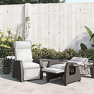 Grand patio Outdoor Recliners Chair for Patio with Hand-Woven Wicker Adjustable Angle Chaise Lounge Wicker Chair for Indoor & Outdoor,Griege