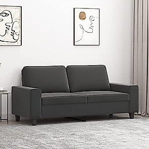Matalde 2-Seater Sofa Dark Gray 55.1" Microfiber Fabric, Weight-52.69 lbs