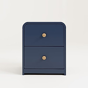 Storkcraft Next Santos 2-Drawer Nightstand (Midnight Blue with Natural) – GREENGUARD Gold Certified, Pre-Installed Drawer Tracks for Easier Assembly, Nightstand Organizer for Kids Bedroom