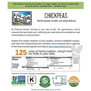 Chickpeas | Garbanzo Beans | 5 LBS | Family Farmed in Washington State | Desiccant Free | Non-GMO Project Verified | Kosher Parve | USA Grown | Field Traced | Burlap Bag