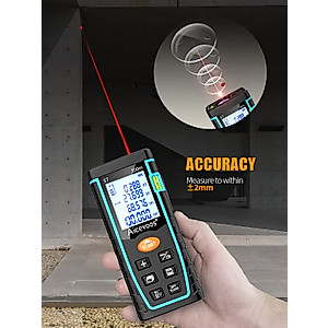 Aicevoos Laser Measure 328ft,Digital Laser Distance Meter, M/in/Ft Unit Switching Backlit LCD 4 Line Display IP54 Shockproof,Measure Distance, Area and Volume | 100M