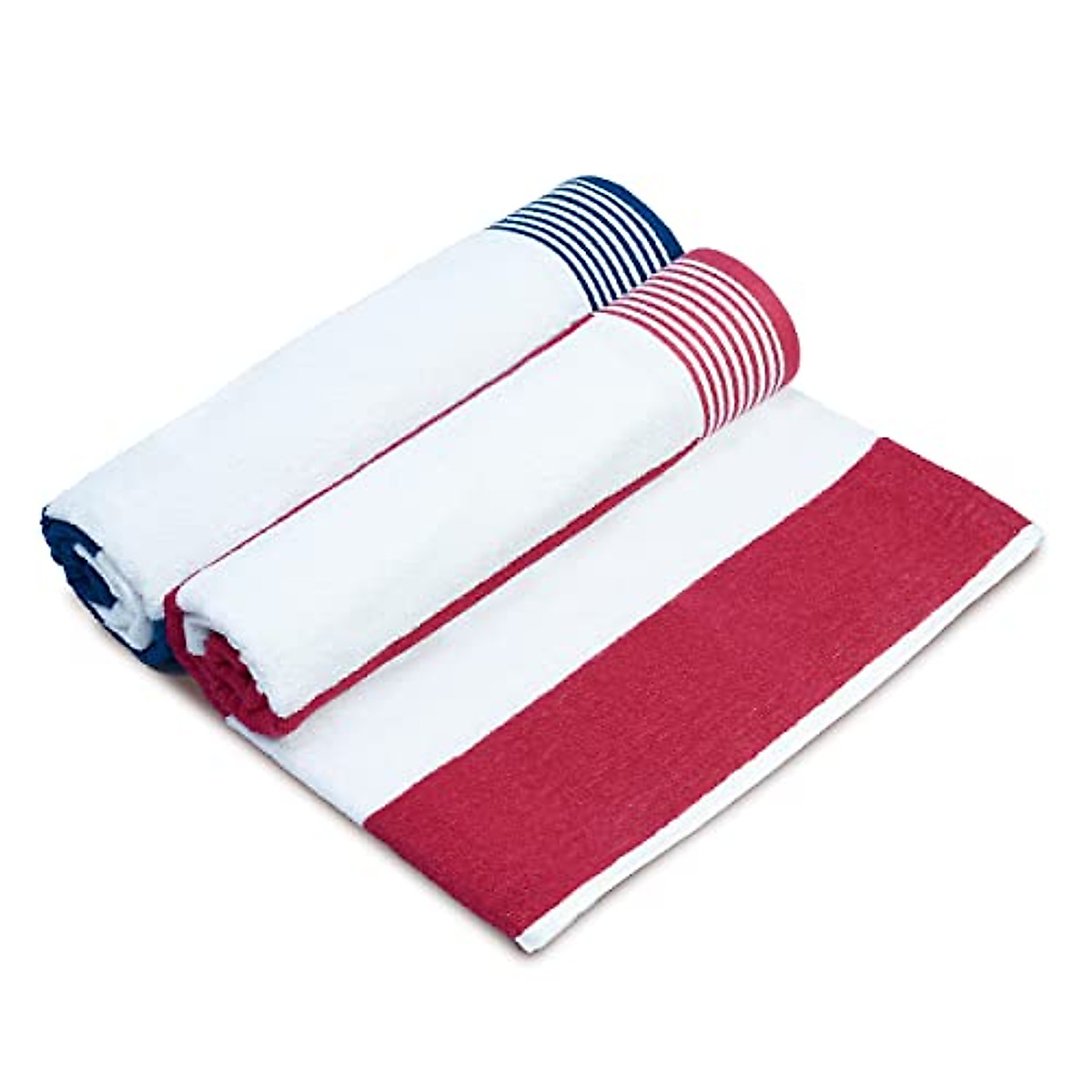 Terry Cabana 100% Cotton Bath Towels, Quick Dry Set of 6 Pack, (30" x 60")- Cabana Stripe - Microfiber Large Towel for Pool, Bath, Sport, Yoga, Camping, Swimming, Highly Absorbent, Light Weight & Soft