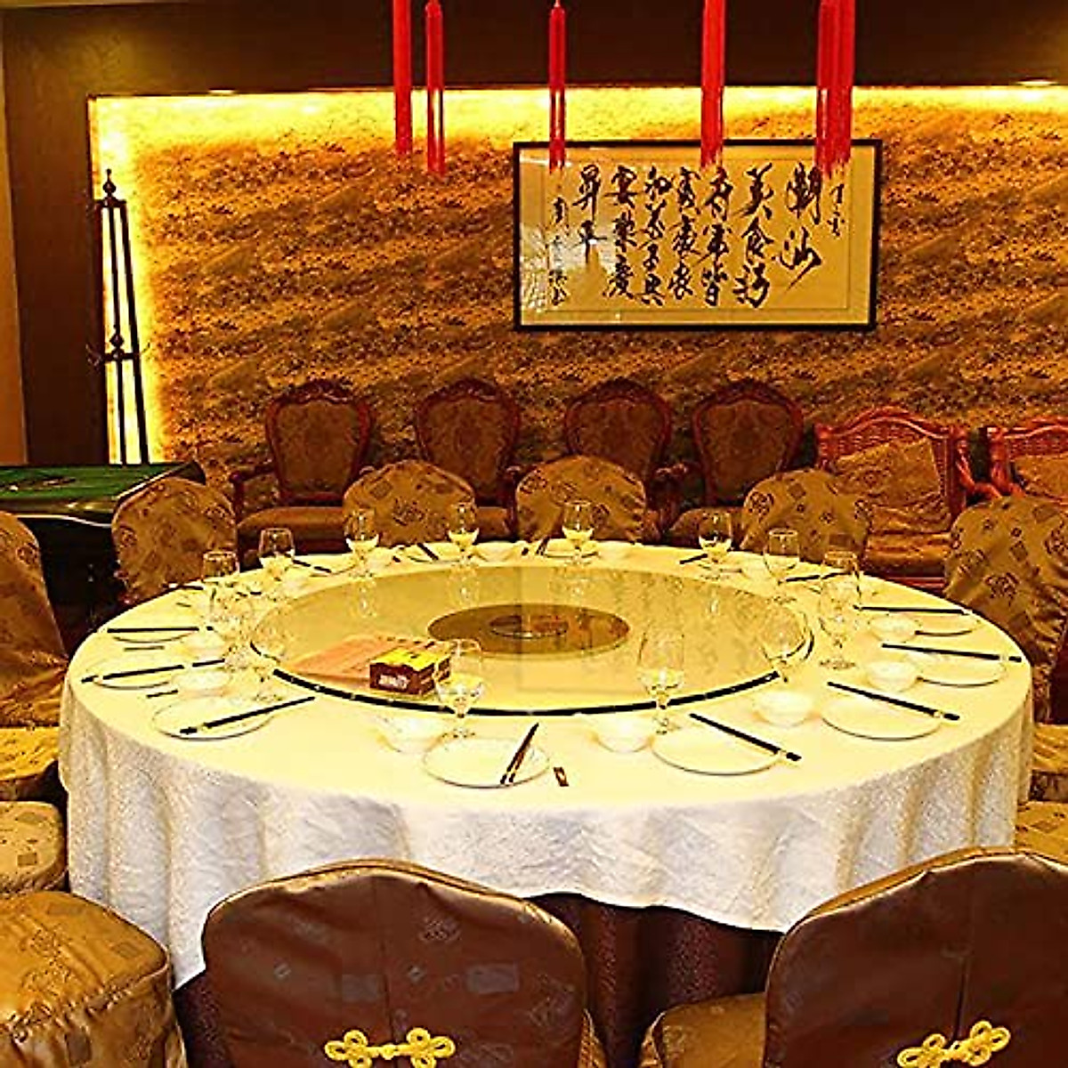 Lazy Susan Glass Clear Turntable, 360 Rotating Swivel Turntable Bearing, Round Heavy Duty Ball Aluminum Alloy Silent Bearing, Large Swivel Base For Kitchen Dining Table, 23in/27in/31in/35in/38in (Col