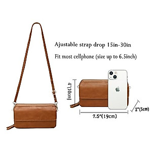 Small Purses For Women Cellphone Crossbody Bags RFD Wallet Purse Shoulder Handbag With Wristlet Strap (Dark Brown)