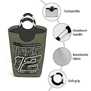 Ryan Blaney 12 Large Laundry Basket Laundry Hamper Bag Washing Bin Clothes Bag Collapsible Tall with Handles Waterproof Bathroom College Essentials Storage for College Dorm, Family