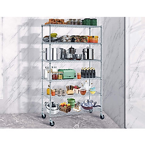 6000Lbs Capacity Metal Shelving Unit 6 Tier Adjustable Shelves for Storage Heavy Duty Commercial Grade Wire Shelf with Wheels & Feet 48" ×18" ×78" Storage Rack for Warehouse Garage Pantry Basement