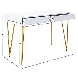 Safavieh Home Office Pine Modern White and Gold 2-drawer Desk