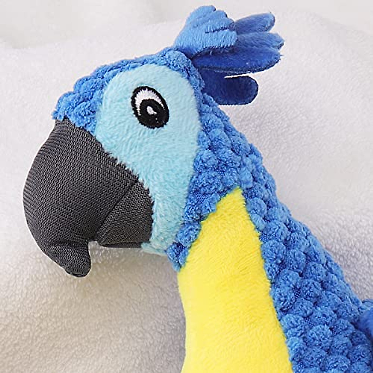Squeaky Crinkle Dog Plush Toy, Cute Animal with Stuffed Cotton and Rope Knot Legs, Interactive Fun Chew & Play Toy for Puppy Small Medium and Large Breed Holiday Birthday Gift (Blue Parrot)