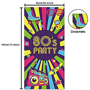 80’s Party Time Banner Tape Backdrop Throwback 80’s Style I Love 80’s Retro Theme Decor for Disco Rock Punk Music Dance Boom Box Hip Hop Birthday Back to the 80's Party Flag Favors Decorations