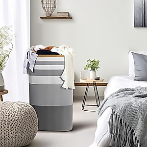 Clothes laundry hamper with lid,110L large dirty laundry hampers with Collapsible and Removable Bag,Tall laundry basket for Corner Bedroom Toys, Gradient Grey