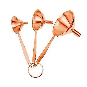 KUFUNG Stainless Steel Mini Funnels for Transferring of Liquid Fluid Dry Ingredients with Long Handles & Detachable Ring Holder