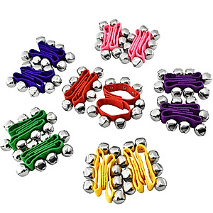 MUSICUBE Band Wrist Bells 12 Pairs 24 Pcs Kids Musical Rhythm Instrument Hand Percussion Jingle Bells Ankles Bells