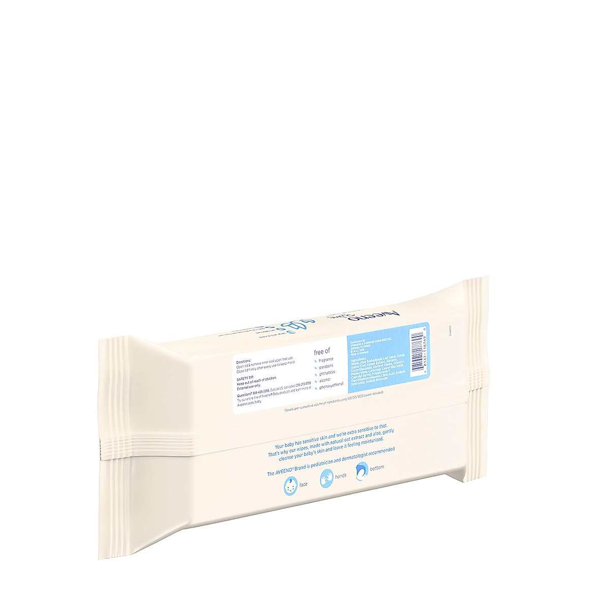 AVEENO Baby Sensitive All Over Wipes, Paraben- & Fragrance-Free, 64 ea (Pack of 2)