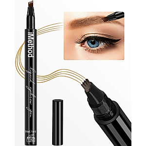iMethod Eyebrow Pen - iMethod Eye Brown Makeup, Eyebrow Pencil with a Micro-Fork Tip Applicator Creates Natural Looking Brows Effortlessly and Stays on All Day, Dark Brown