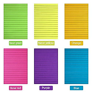 18 Pack Lined Sticky Notes 4 x 6 Inch Colorful Self Sticky Notes Lined Memos for School Office and Home Supplies, 540 Sheets, 6 Colors