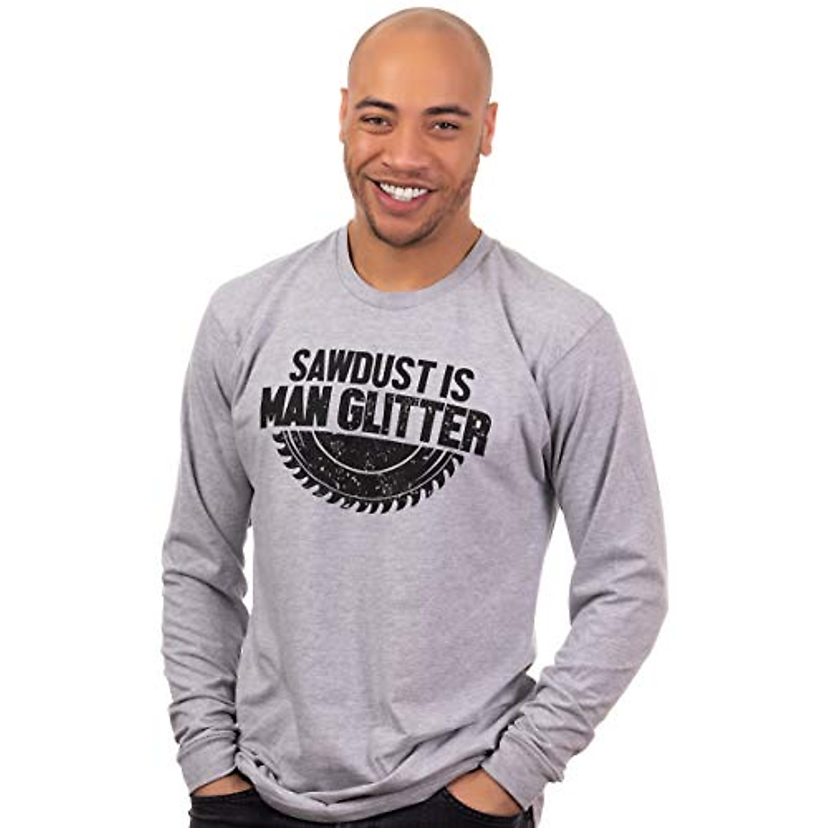 Ann Arbor T-shirt Co. Sawdust is Man Glitter | Funny Woodworking Wood Working Saw Dust Humor Long Sleeve (Adult,3XL)