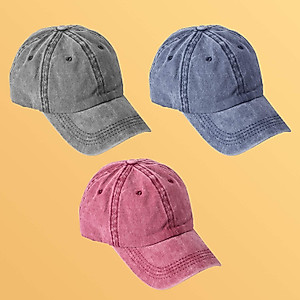 MEINICY 3 Pack Washed Plain Baseball Cap, Retro Adjustable Dad Hats Gift for Men/Women,Unstructured/Cotton
