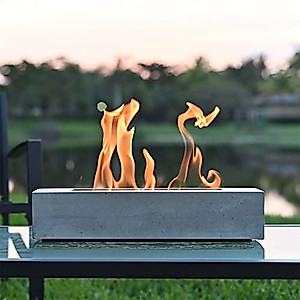 Colsen Tabletop Ethanol Fireplace Indoor Outdoor Fire Pit Portable Fire Concrete Bowl Pot Fireplace (Rectangular) … (Classic)