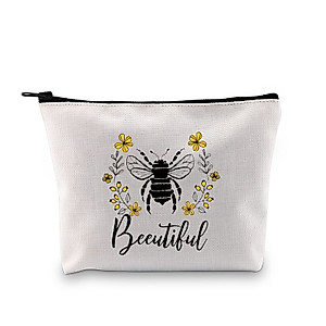 GJTIM Bee Gift Bee Lover Gift for Women Beeutiful Cosmetic Bags Makeup Bags (Beeutiful bag)