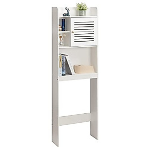 ALIMORDEN Over The Toilet Storage Cabinet Organzier, 71.45" H Freestanding Bathroom Spacesaver with Adjustable Shelves, 1-Door Toilet Storage Rack, White