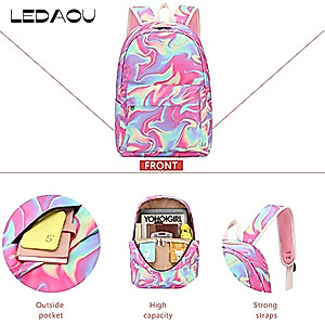LEDAOU Backpack for Girls School Bag Kids Bookbag Teen Backpack Set Daypack with Lunch Bag and Pencil Case (Blue Purple)