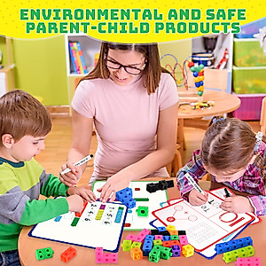 ABERLLS Alphabet Learning Toy for Kids Math Cubes Manipulatives with Activity Cards, Number Blocks Counting Toys Snap Linking Cube Math Connecting Blocks for Kids Age 5 6 7 8