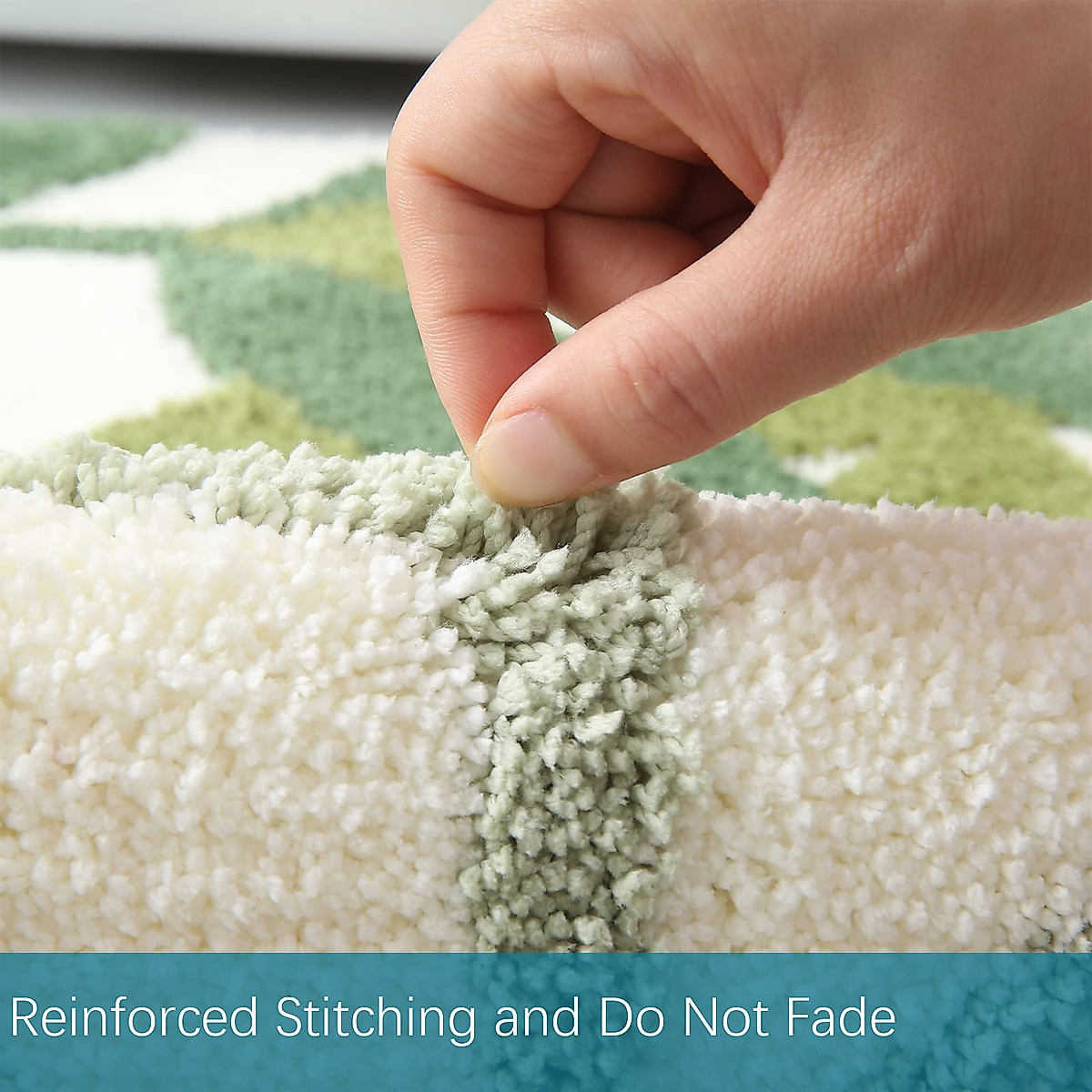 ZebraSmile Bathroom Rugs - Green Bath Rug Non Slip Back Water Aabsorbent Leaves Plush Microfiber Small Bathroom Rug Leaf Shower Mat Cute Green Bath Mat Doormat 17.5 X 25.5 in