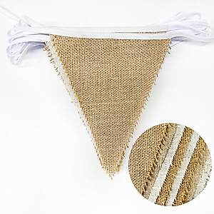 24Ft Burlap Banner Burlap Triangle Pennant Flag Linen Bunting Garland Streamers for Birthday Wedding Baby Shower Engagement Camping Rustic Boho Spring Easter Holidays Graduation Party Decorations