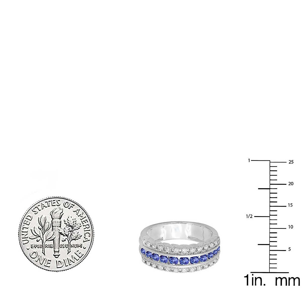 Dazzlingrock Collection Round Tanzanite & Diamond Engagement Ring for Women in 10K White Gold, Size 6.5