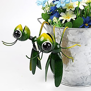 Cruis Cuka Metal Yard Art Garden Decor Cute Grasshopper Lawn Ornament ​Hanging Wall Sculpture - Set of 2