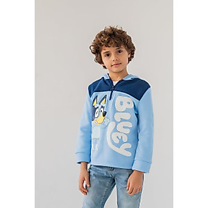 Bluey Little Boys Fleece Half Zip Hoodie 7-8 Blue