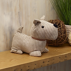 Elements 4.72x9.06x7.87 Inch Brown Plaid Dog Weighted Fabric Door Stopper