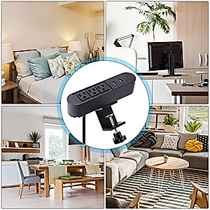 Desk Power Strip Surge Protector, 6Ft Extension Cord Desk Clamp Power Strip with USB Ports, 3AC Outlets for Home, Office, Black