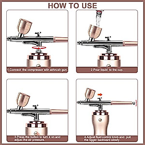 LOKEISNA Airbrush Kit, Cordless Airbrush Compressor, 36PSI Rechargeable Airbrush Gun, Airbrush Makeup with 0.3mm Nozzle and Cleaning Brush Set, Cake Airbrush Decorating Kit, Art Painting