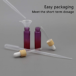 Kesell 10Pcs 10ml Dropper Bottle Purple-red Gradient Color Glass Vial With Dropper Empty Perfume Oil Bottles, 5pcs Funnels + 5pcs 5ml Transfer Dropper