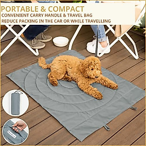 Travel Dog Bed, Foldable Indoor & Outdoor Dog Mat with Carry Bag is Waterproof, Washable & Durable, Fits Large Dog Crate, Portable Dog Bed for Camping and Service Dogs. Large Size, Dog Bed Mat, 39x30