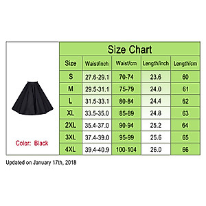 KILLREAL Women's Casual Knee Length High Waisted Flare Midi A Line Full Circle Formal Skirt Plus Size Black XXXX-Large